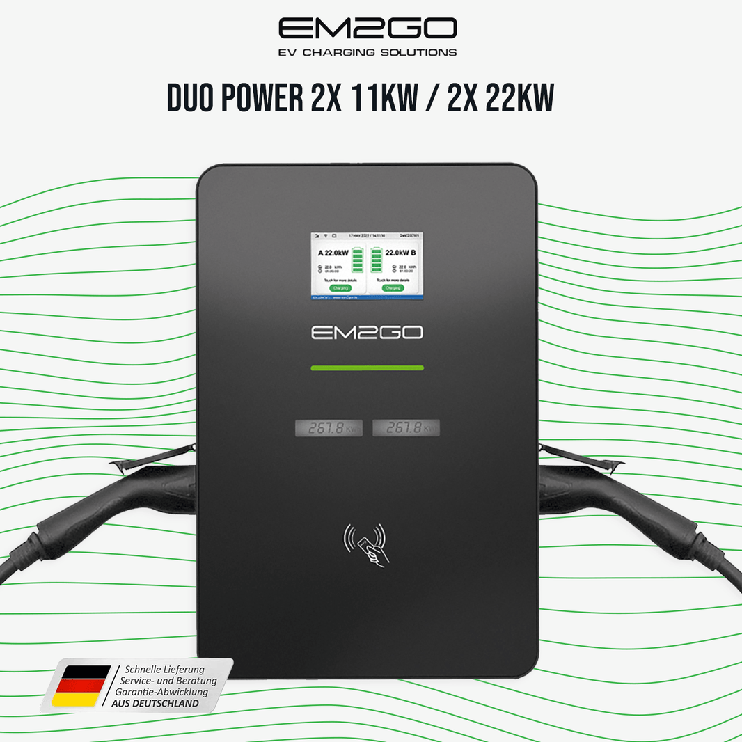 AC Wallbox 2x 22kW Typ 2 Steckdose (16A 3-Phasig) LAN/WLAN/4G/RFID/OCPP ...